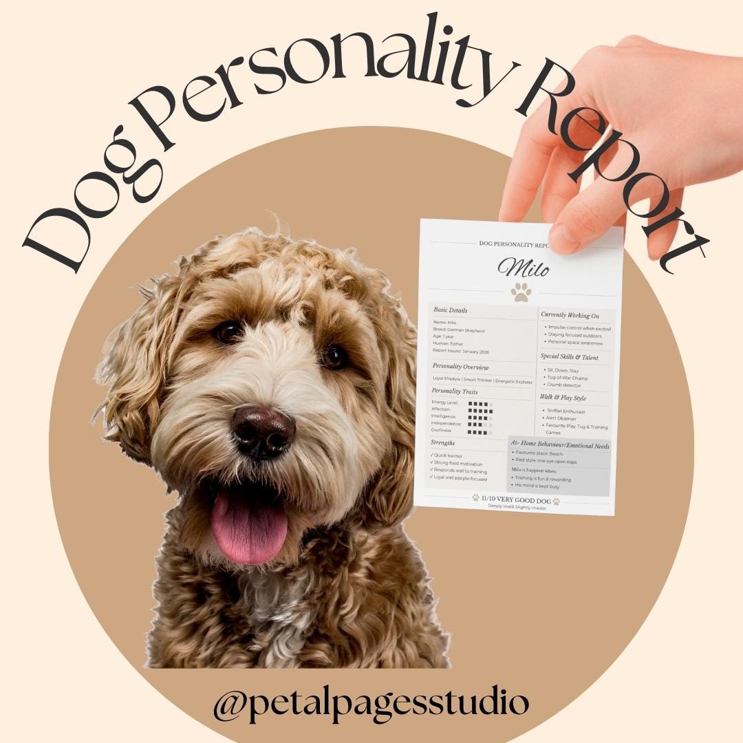 Custom Dog Personality Poster | Unique Pet Portrait (printable PDF A4 ...