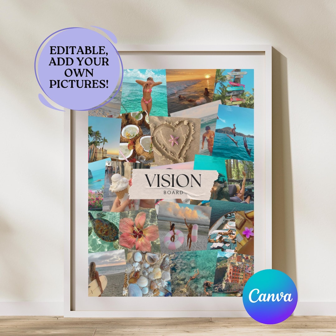 Editable Vision Board Wall Art: Printable Mood Board (digital Download ...