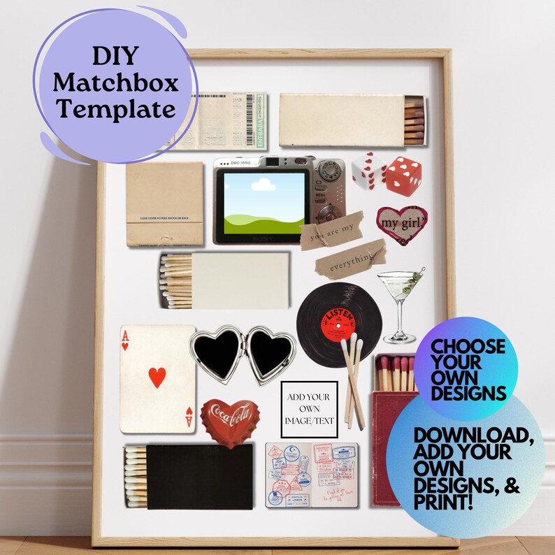 Retro Matchbook Art Poster Template: Neutral Collage (digital Download ...