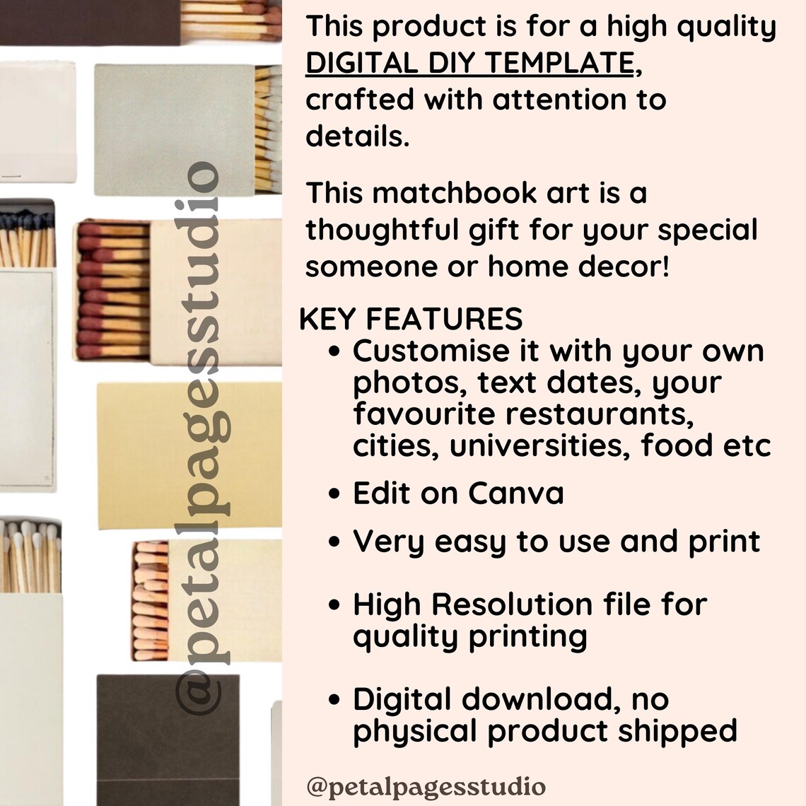 PINK AESTHETIC Editable Matchbook Poster Template | Blank Matchbook ...