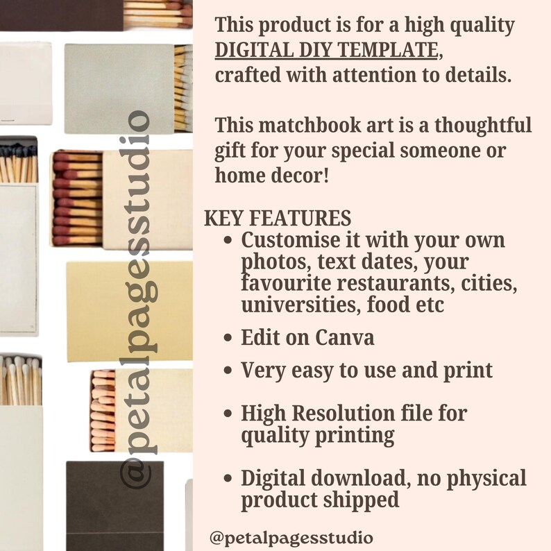 Editable Matchbook Poster Template | Blank Matchbook Template | Digital ...