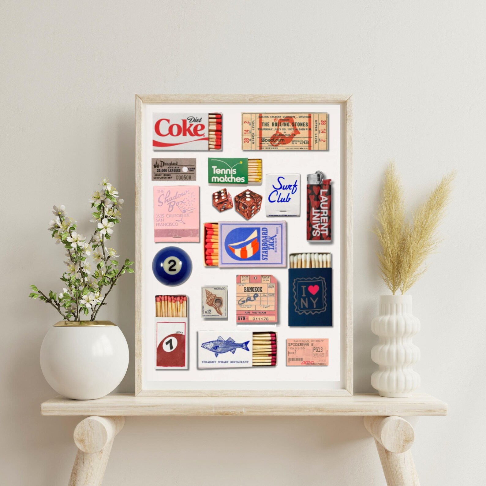 Vintage Matchbox Collage Art Print: Retro Wall Decor (digital Download ...