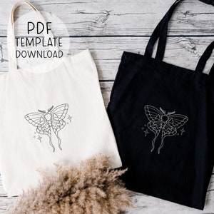 Spooky Luna Moth Embroidery Pattern Template, Halloween Moth Embroidery ...