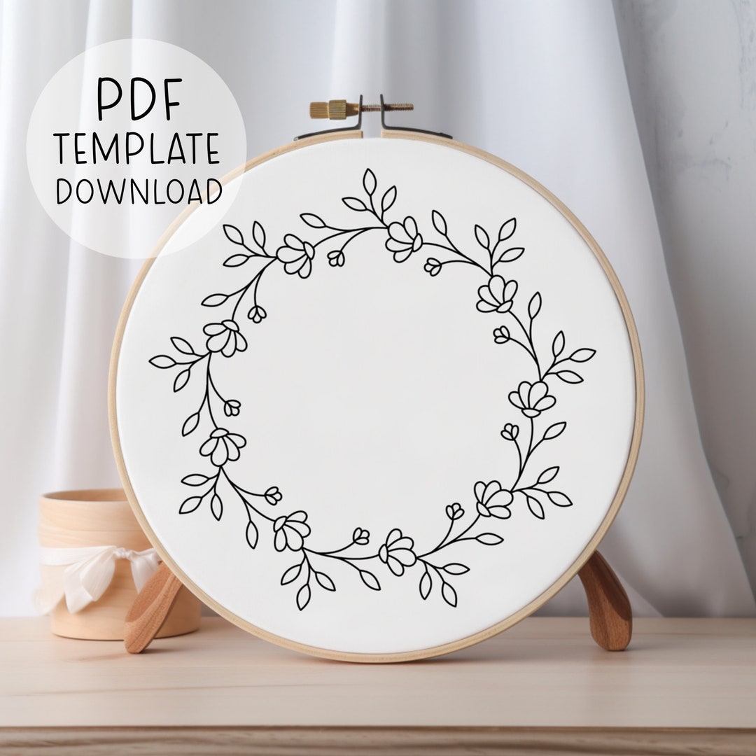 Flower Frame Embroidery Pattern, Flower Border Embroidery Design ...