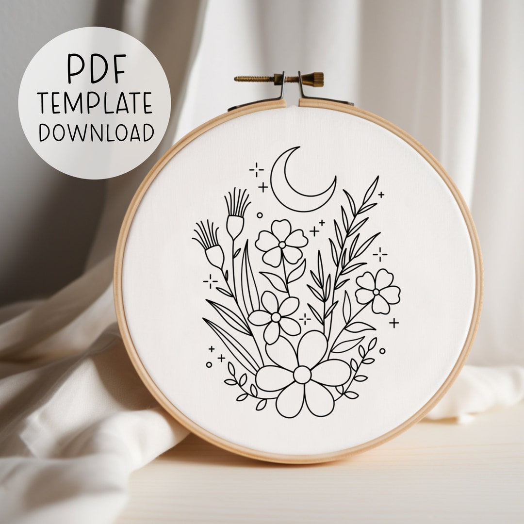 Flowers Hand Embroidery Pattern Download, Beginner Hand Embroidery ...