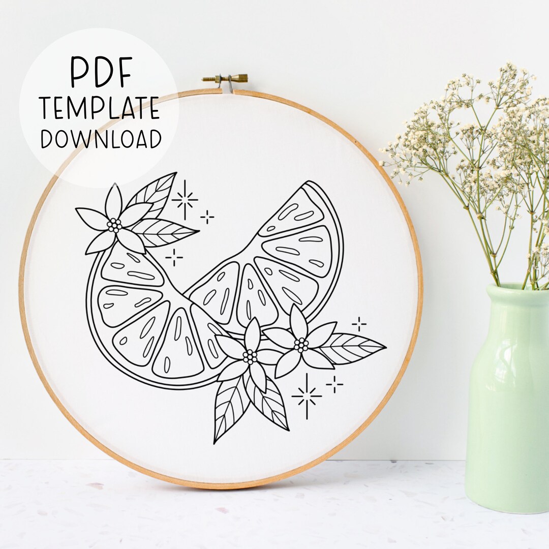 Oranges Embroidery PDF Pattern Download, Cute Fruit Decor, Orange ...