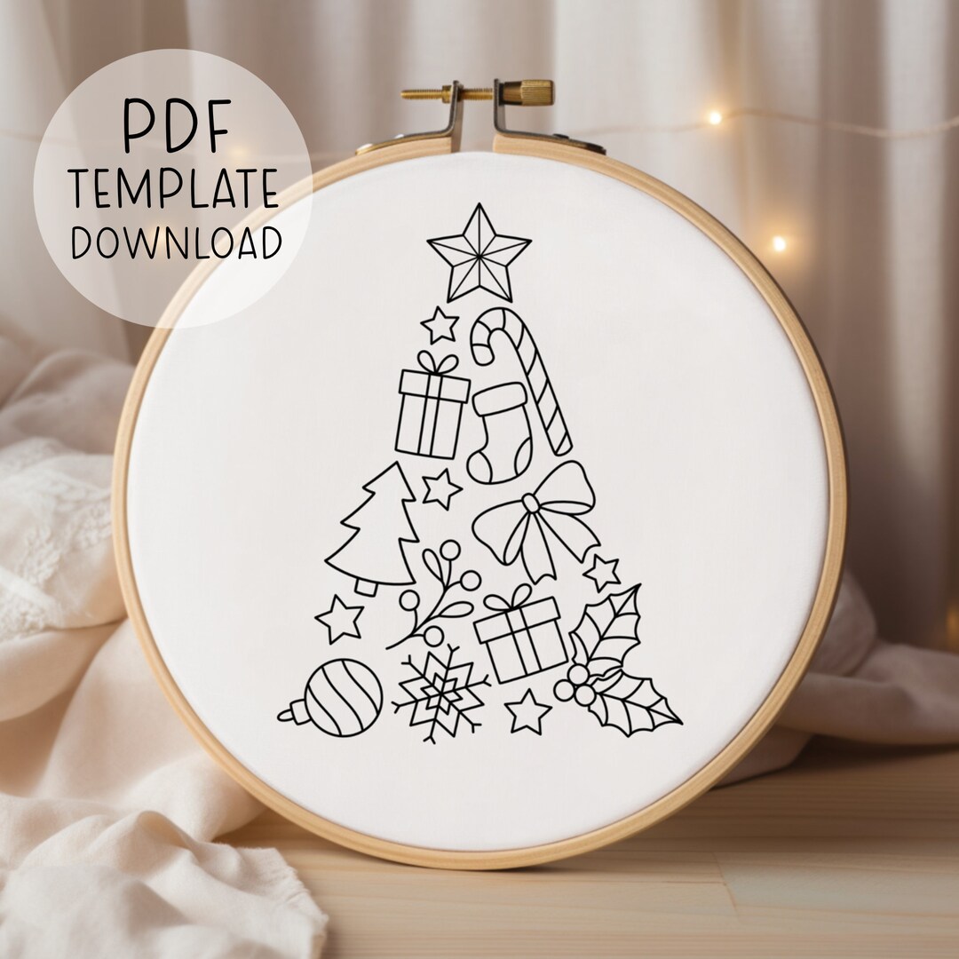 Christmas Theme Embroidery Pattern Download, Christmas Tree Embroidery ...