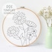 Flowers Embroidery Pattern Template Download, Botanical Embroidery ...