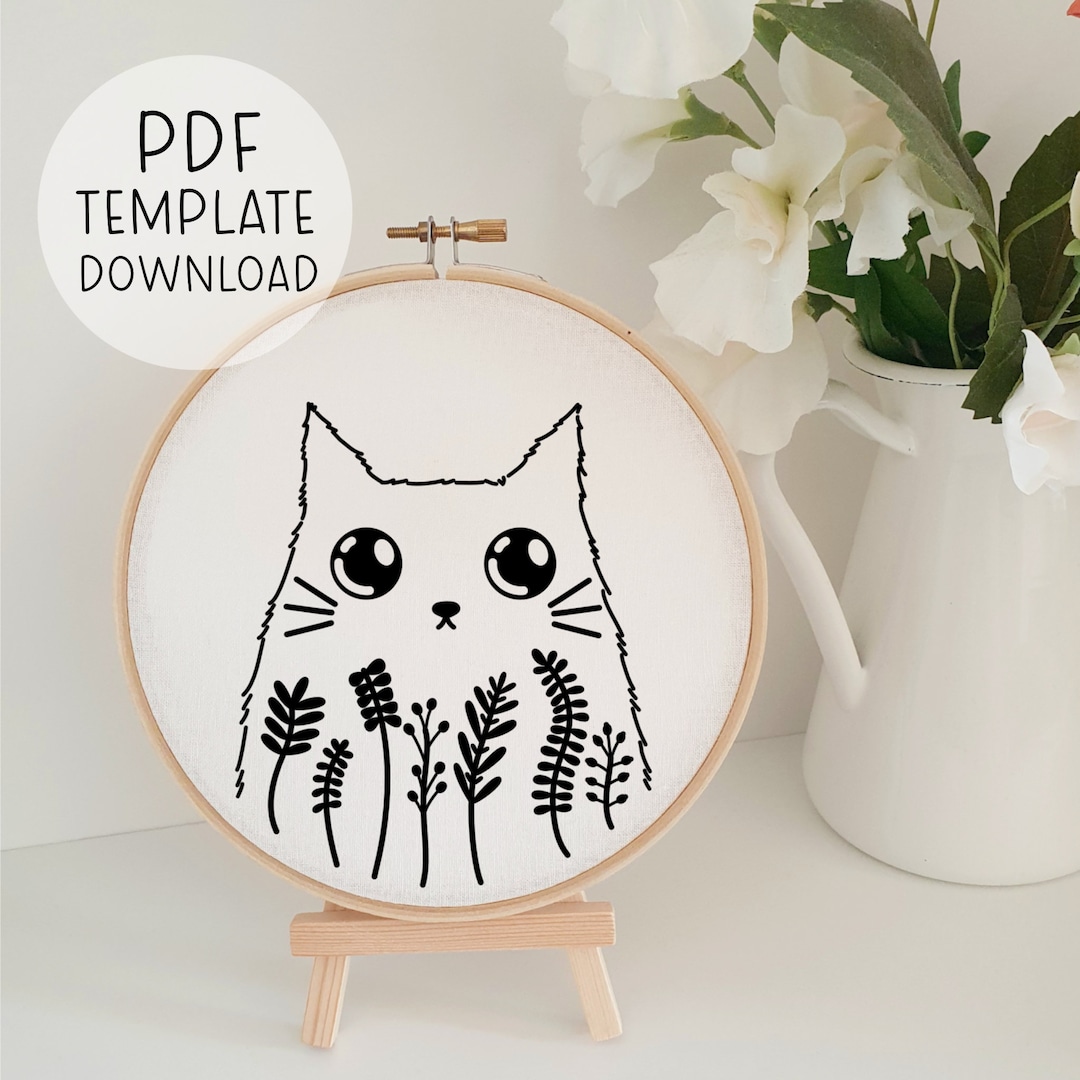 Cute Kitten Embroidery Design Pattern, Download Cat Embroidery Pattern ...