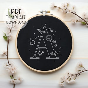 A-Z Space Alphabet BUNDLE Embroidery Pattern Templates, 26 Letters ...