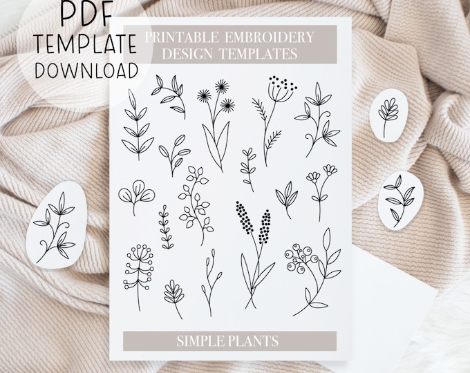 Simple Flowers Embroidery Pattern BUNDLE, Easy Floral Hand Embroidery ...