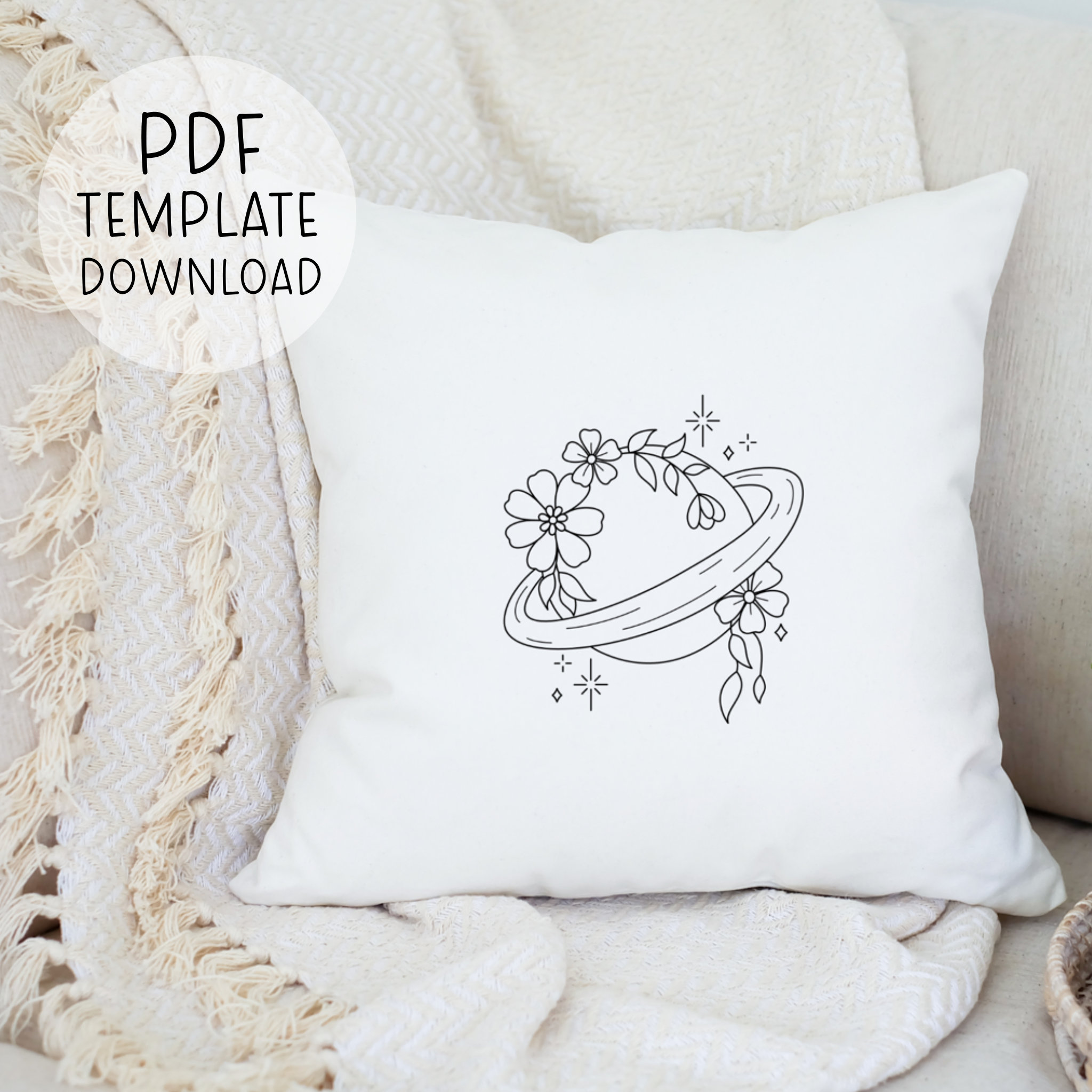 Floral Planet Embroidery Pattern, Universe Embroidery, Planets ...
