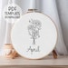 April Birth Flower Embroidery Pattern Template, Handmade Birthday Gift ...