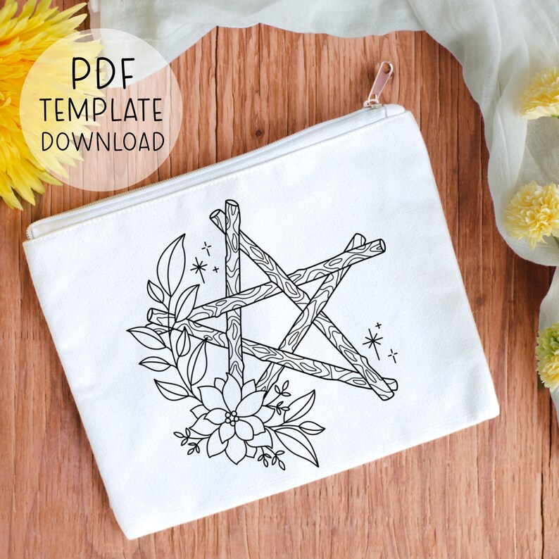 Witchy Pentagram Embroidery Pattern PDF, Witch Home Crafts, Wicca ...