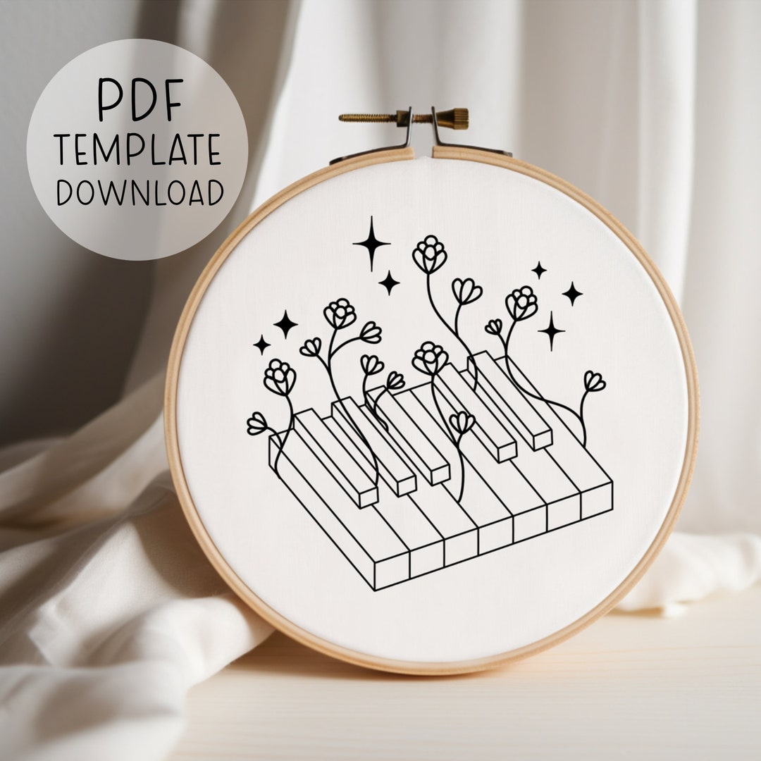 Floral Piano Keys Embroidery Pattern PDF DOWNLOAD, Stitching, DIY ...