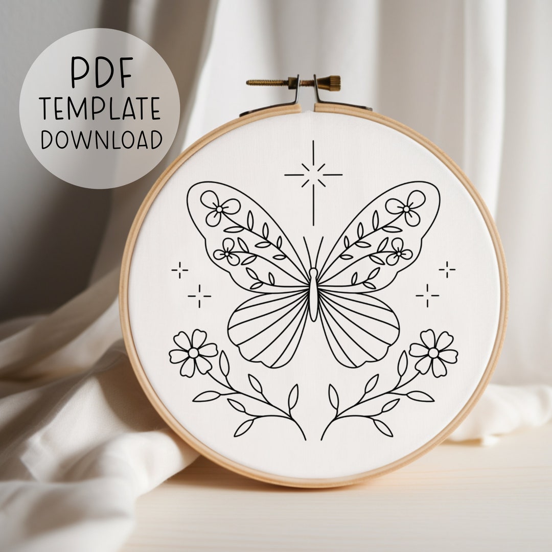 Detailed Butterfly Embroidery Pattern Download, Folk Embroidery Design ...