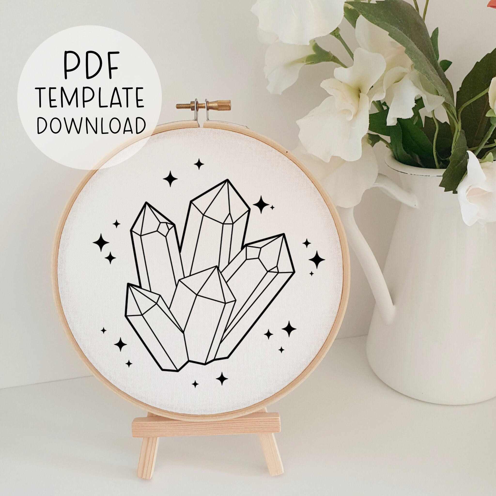 Crystal Cluster Embroidery Pattern PDF DOWNLOAD, Stitching, DIY Modern ...