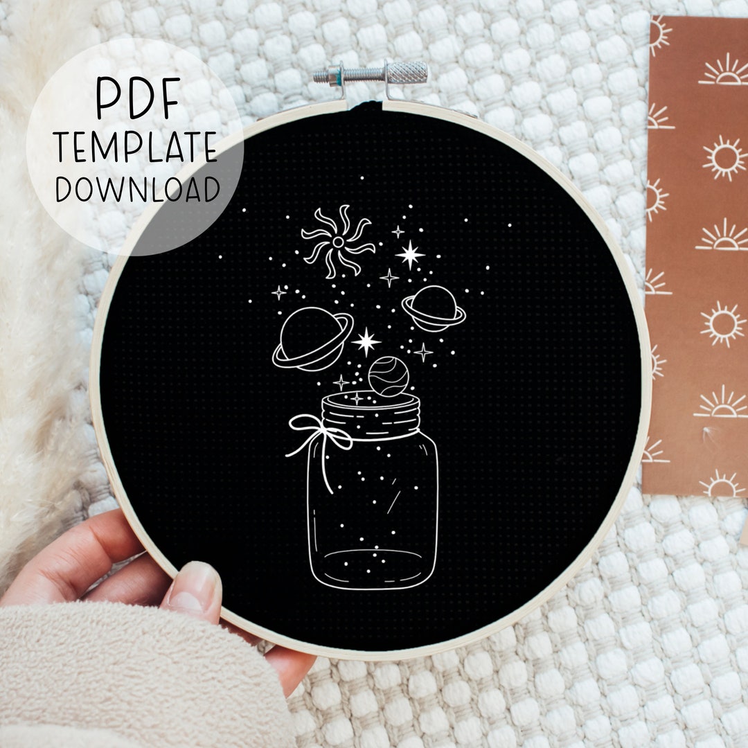 Galaxy Embroidery Pattern Beginner, Universe Embroidery PDF, Planets ...