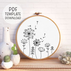Dandelion Embroidery Pattern Instant Download, Beginner Embroidery ...