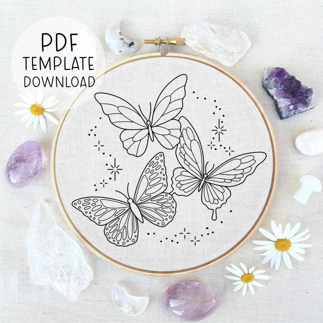 Butterflies Embroidery Pattern Download, Insect Embroidery Design ...