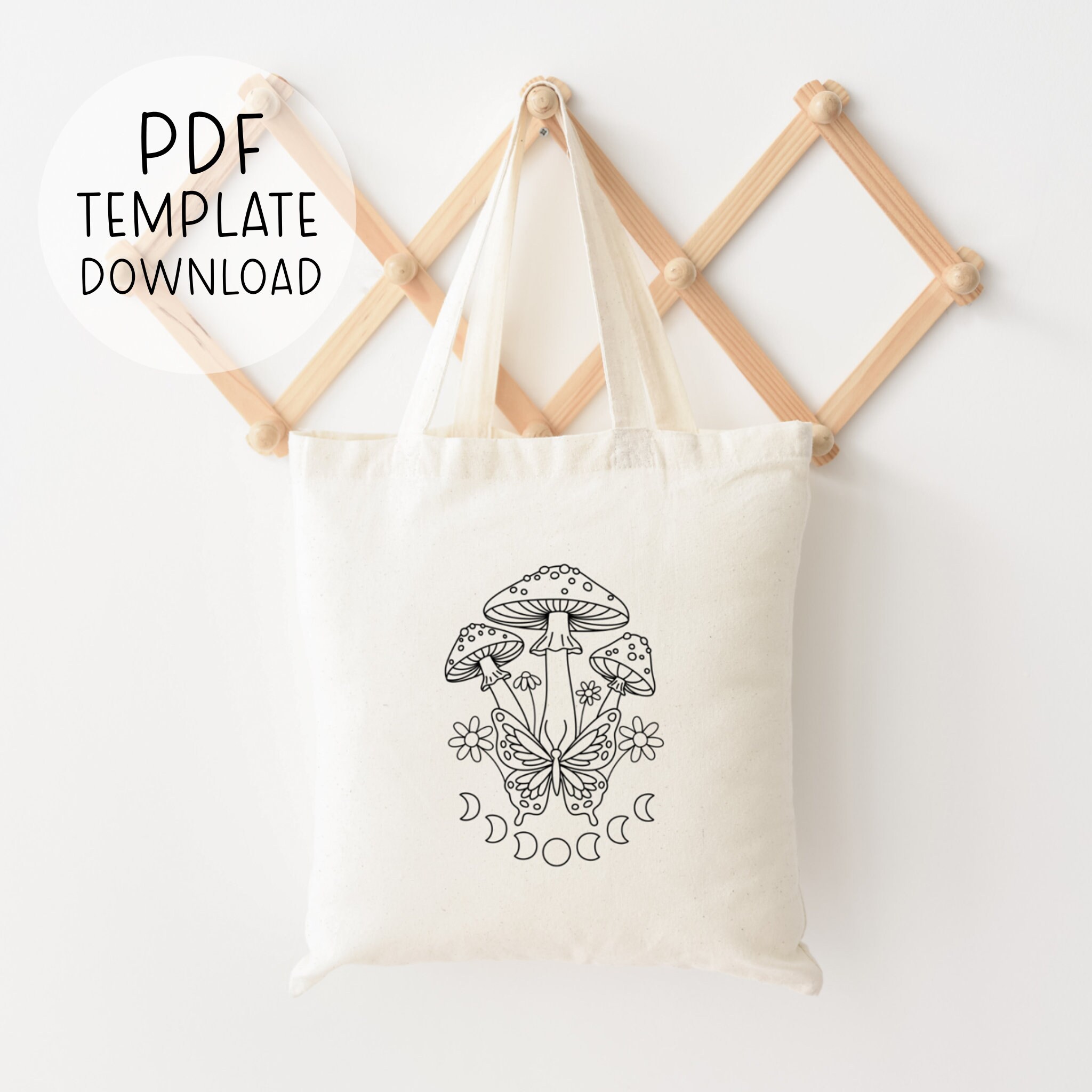 Y2K Mushrooms Embroidery Pattern, Mushrooms and Moon Embroidery Hoop ...