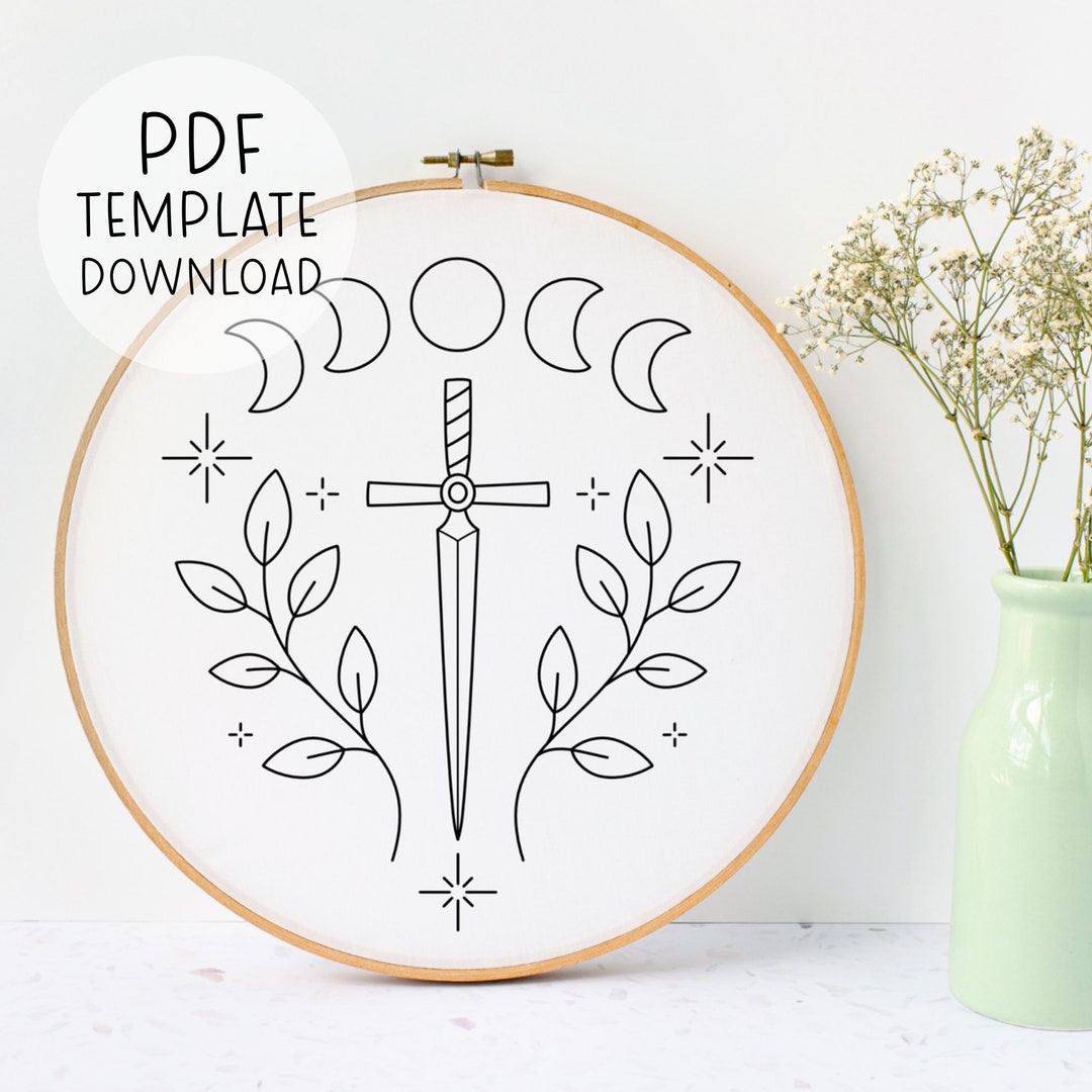 Witchy Sword Embroidery Pattern Download, Weapon Embroidery, Dagger ...
