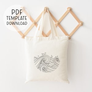 Ocean Waves Embroidery Pattern Download, Sea Embroidery Design, Beach ...