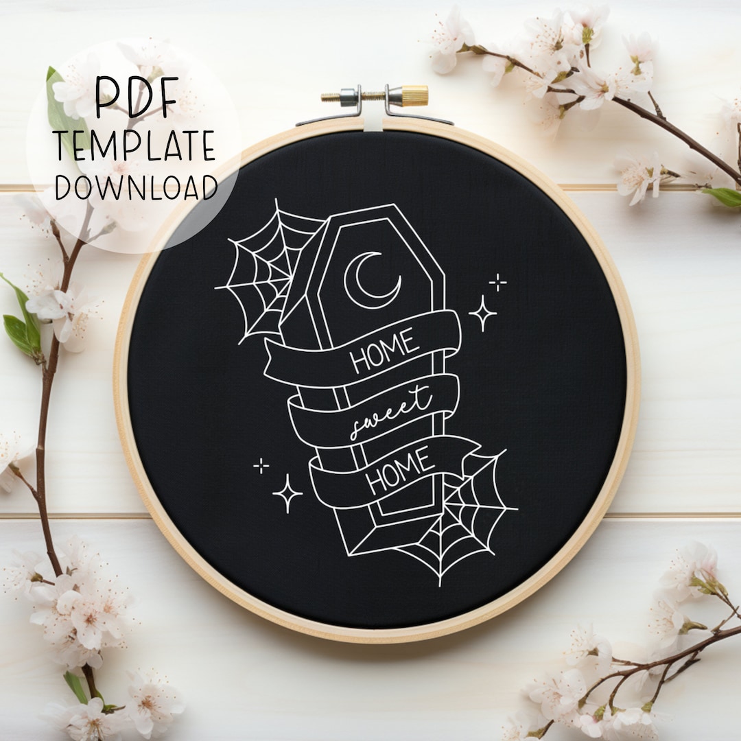 Goth Home Sweet Home Embroidery Pattern, Coffin Embroidery Pattern ...