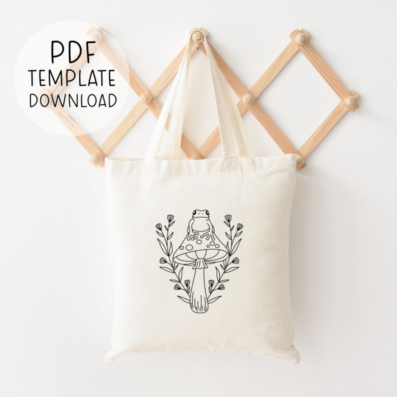Cottagecore Frog Embroidery Pattern Download, Mushroomcore Frog ...