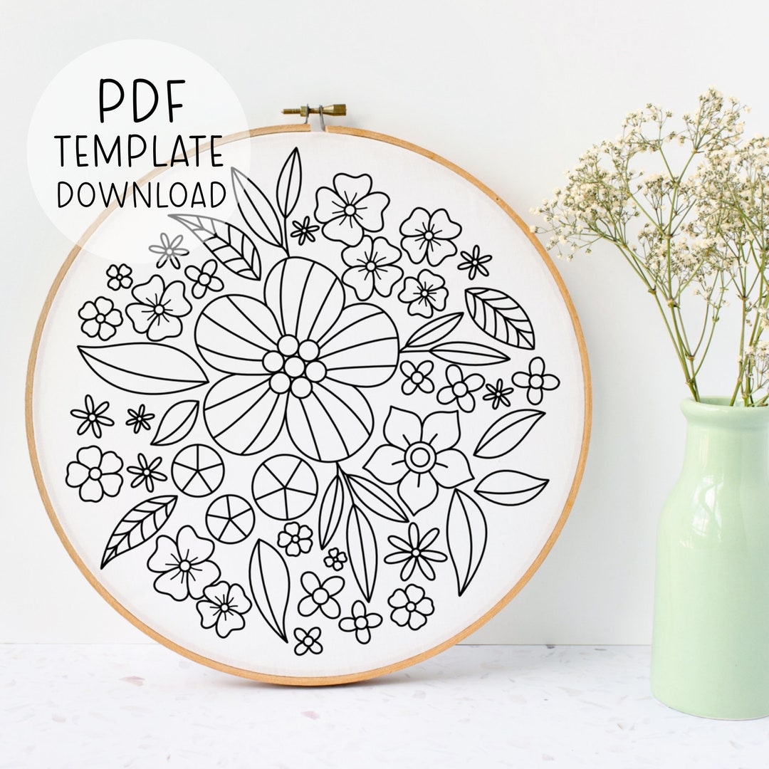 Flowers Embroidery Pattern Instant Download, Botanical Embroidery ...