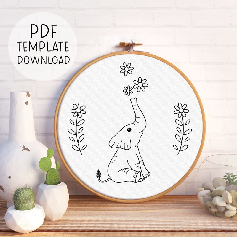 Elephant Embroidery - Etsy