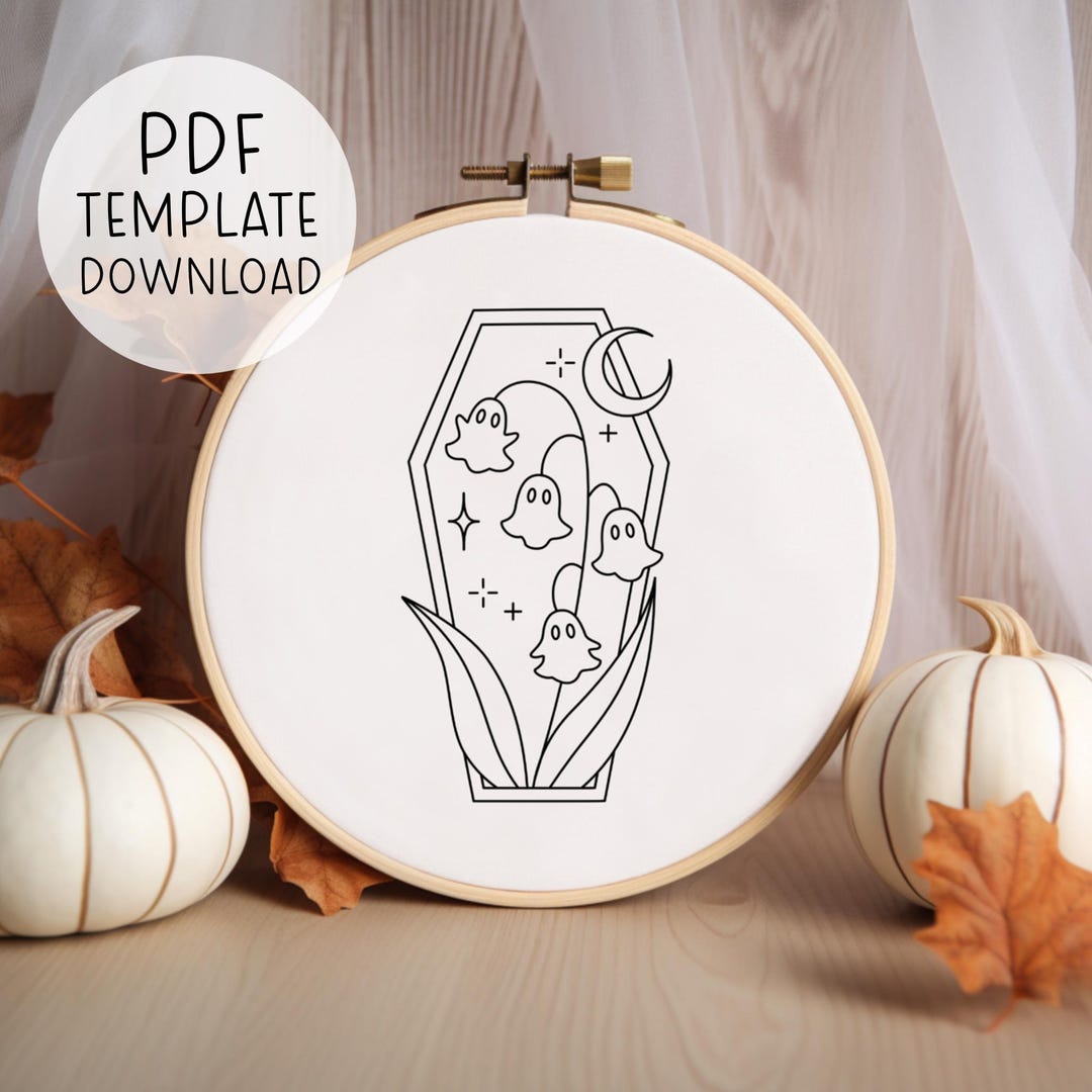 Coffin Ghosts Embroidery Pattern Download, Cute Halloween Embroidery ...