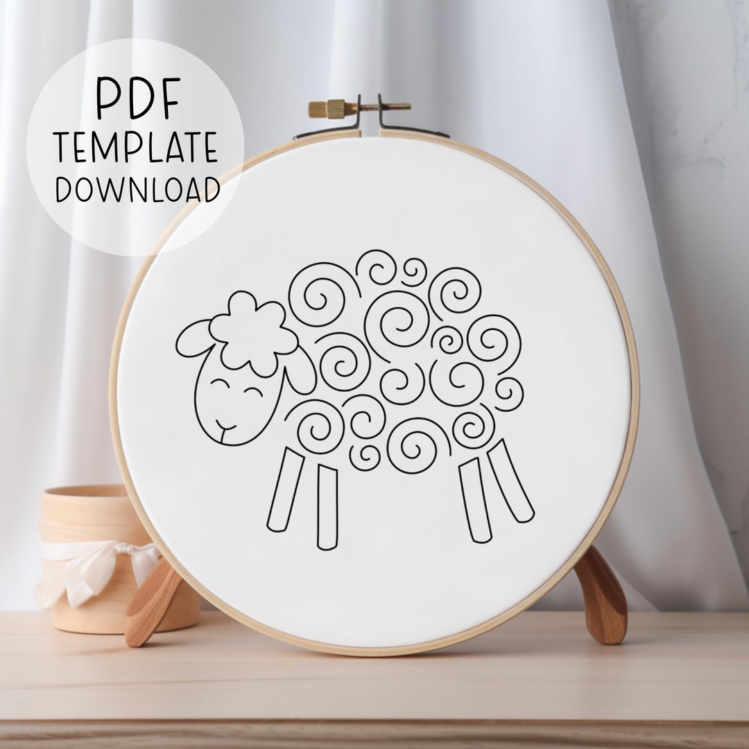 Spiral Sheep Embroidery Pattern Instant Download, Farm Animals ...