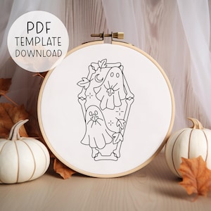 Halloween Ghosts Embroidery Pattern Download, Cute Halloween Embroidery, Spooky Season Crafting ...
