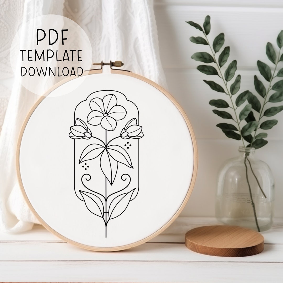 Art Nouveau Embroidery Pattern Design, Botanical Embroidery, Art Deco ...