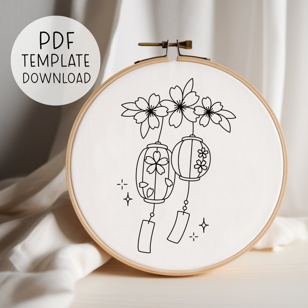 Lanterns Embroidery Pattern, Asian Embroidery Designs, Japanese Wind ...
