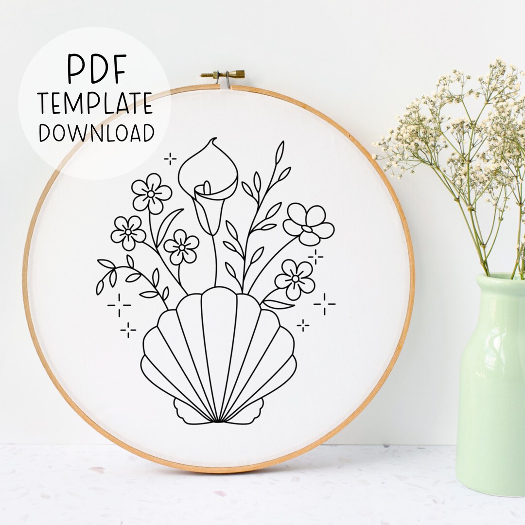 Shell Embroidery Design, Handmade Gift, Shell Needlepoint Pattern ...