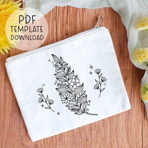 Feather Embroidery Design Pattern, Handmade Gift, Floral Feather ...