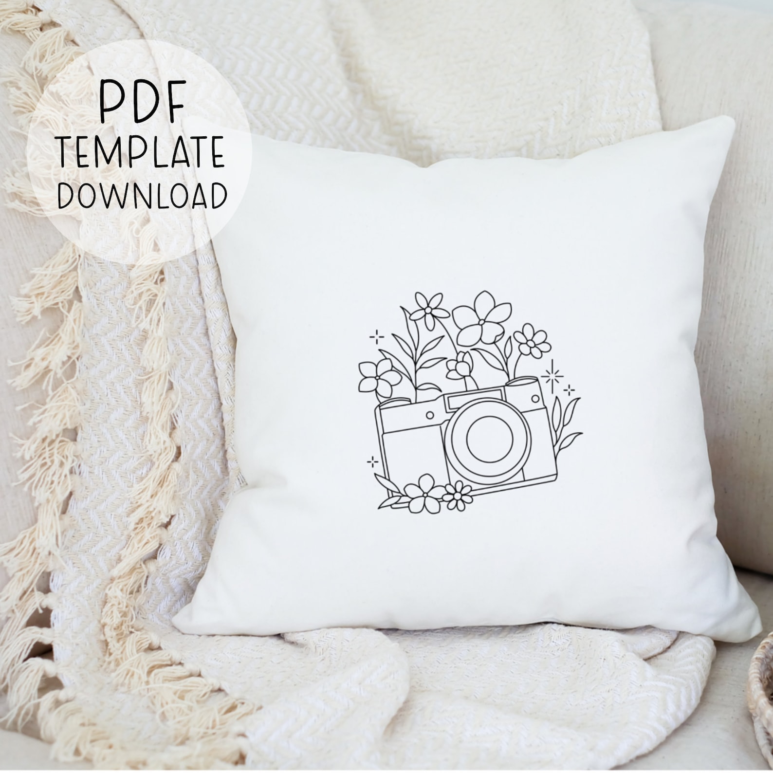 Camera Embroidery Template Pattern, Photography Embroidery Design ...