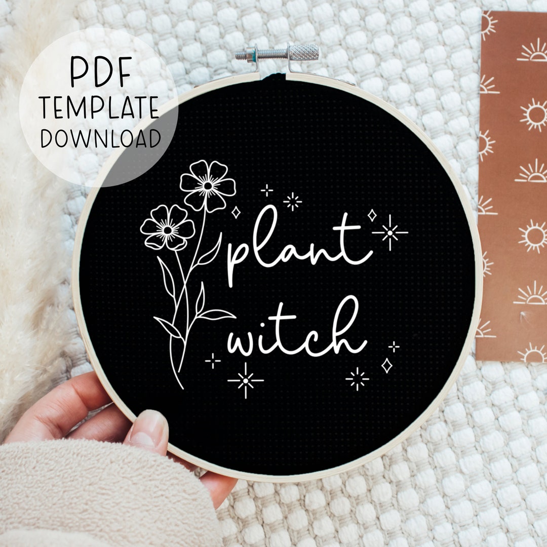 Plant Witch Embroidery Pattern Download, Wicca Embroidery, Witchy Magic ...