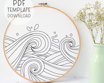 Ocean Sunrise Machine Embroidery Design Summer Waves - Etsy