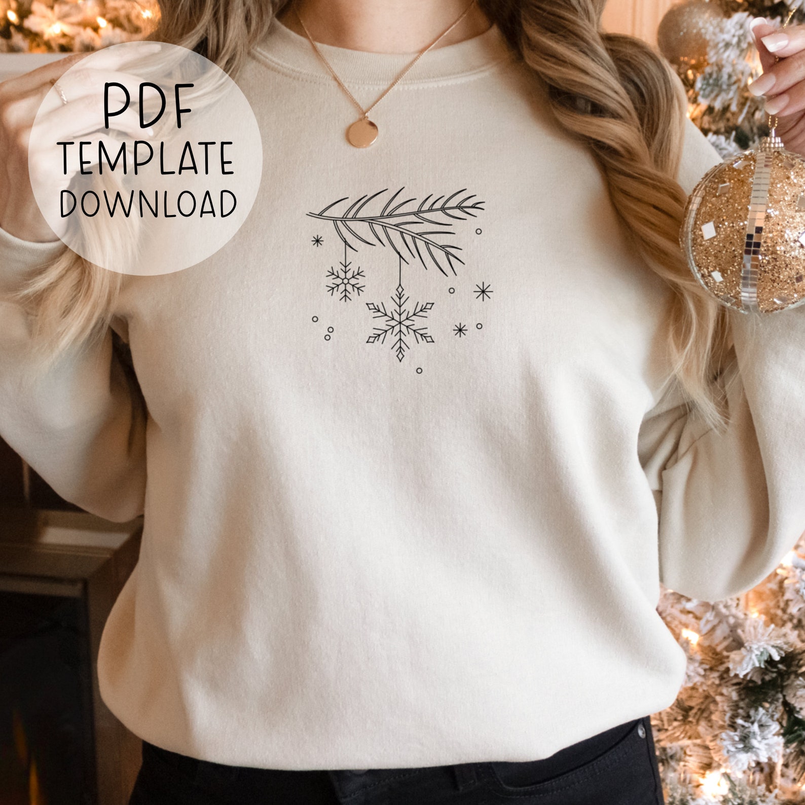 Christmas Tree Snowflakes Embroidery Pattern, Festive Embroidery ...
