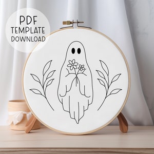 Cute Ghost Embroidery Pattern Download, Halloween Embroidery Pattern ...