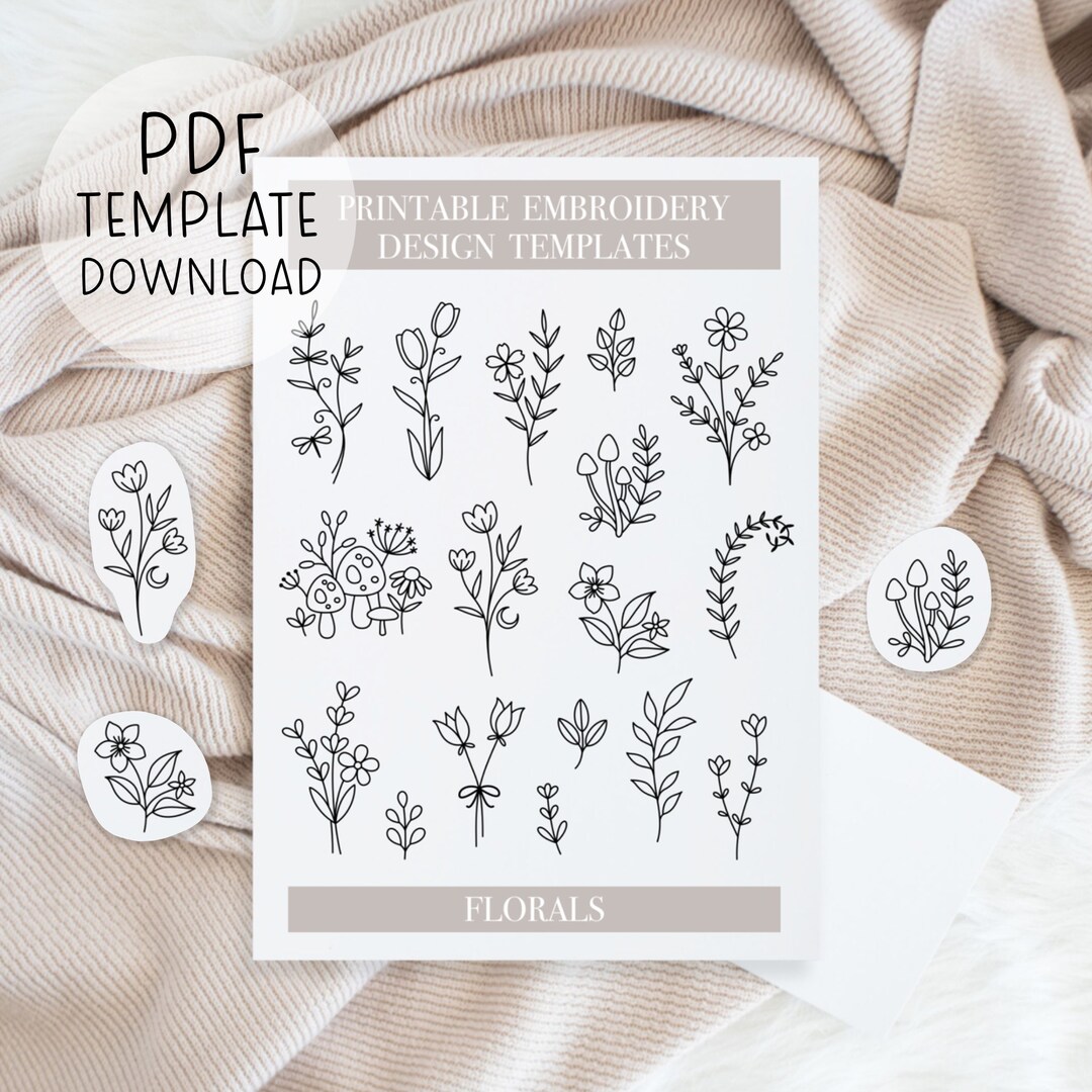Printable Florals Embroidery Patterns Sheet, Pattern Flower Hand ...