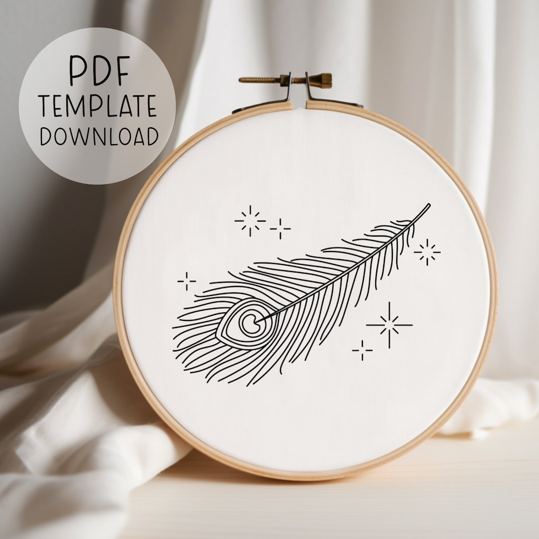 Peacock Feather Embroidery Pattern, Boho Embroidery, Boho Embroidery ...