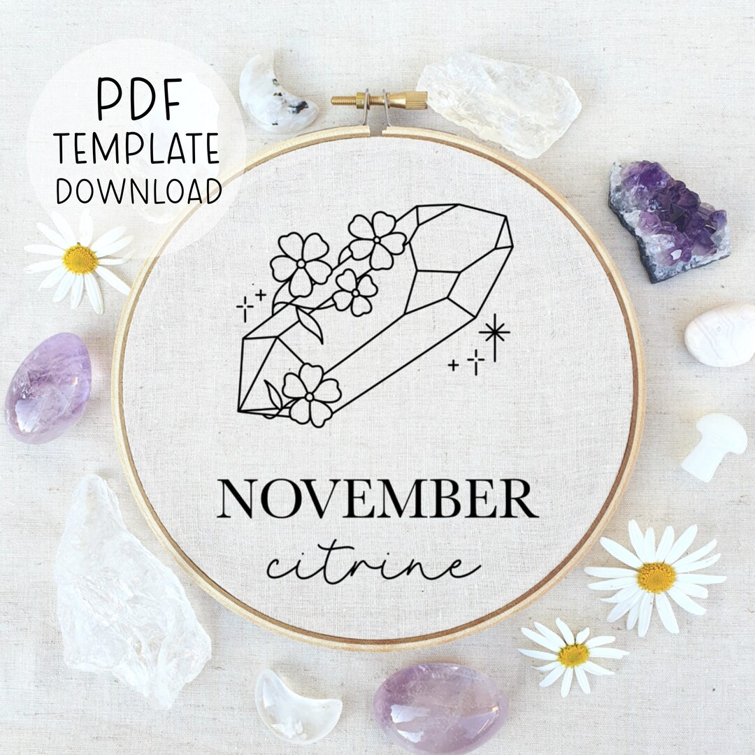 November Birth Stone Embroidery Pattern PDF, November Embroidery ...