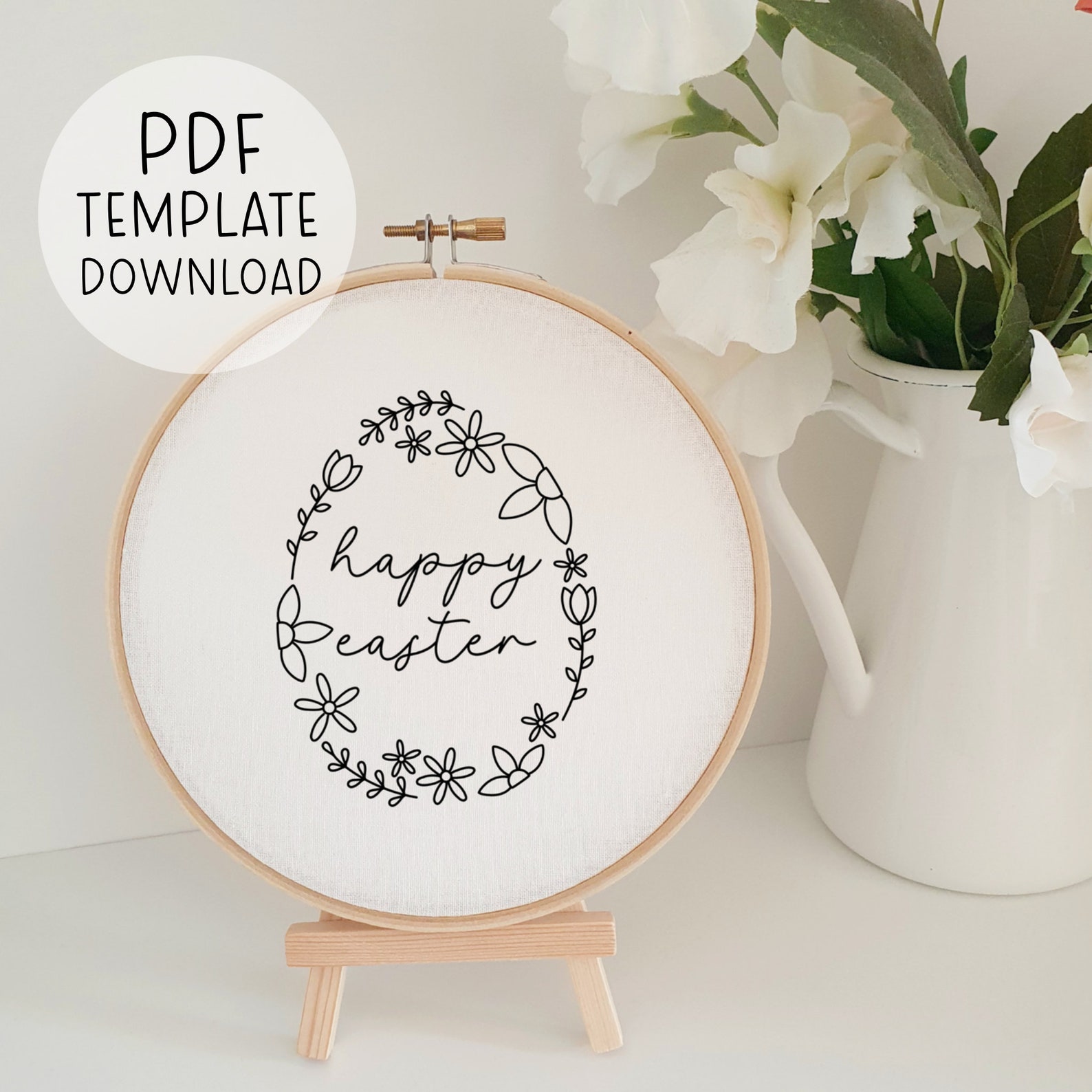 Happy Easter Embroidery Pattern Download, Easter Egg Embroidery Design ...