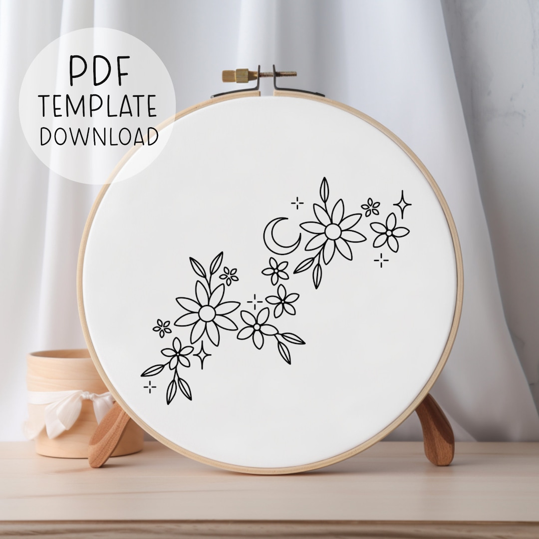 Pretty Flowers Embroidery Pattern Instant Download, Easy Embroidery ...