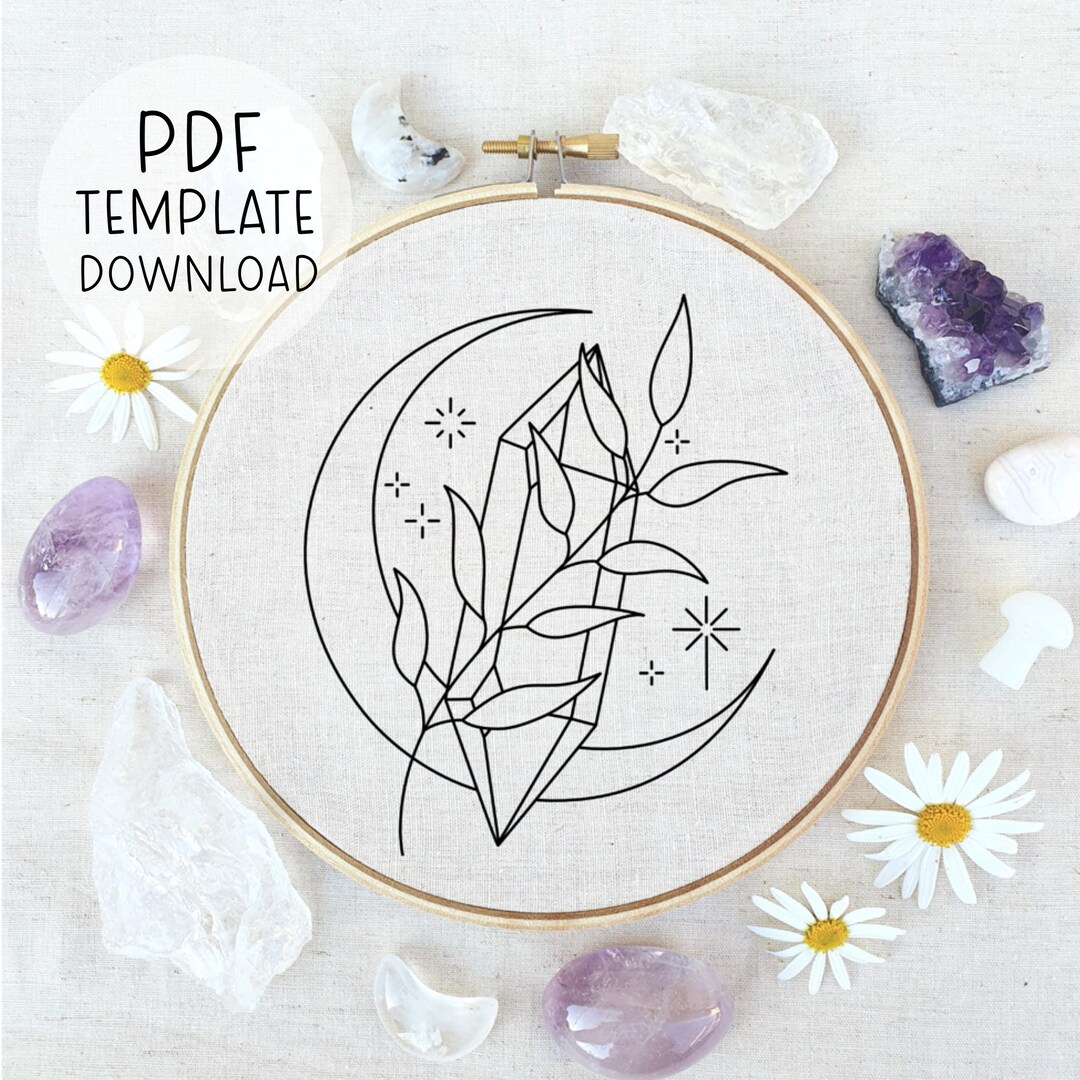 Crystal and Moon Embroidery Pattern, Crystal Hand Embroidery Download ...