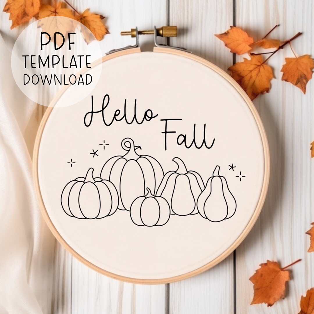 Hello Fall Embroidery Pattern Download, Thanksgiving Embroidery ...